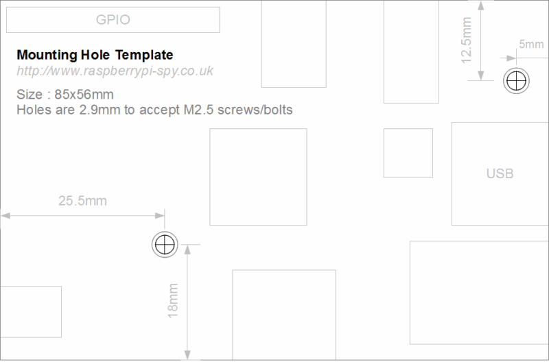 Raspberry Pi rev2 template with mounting holes - Raspberry Pi