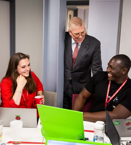 His Royal Highness the Duke of York visits Raspberry Pi HQ - Raspberry Pi