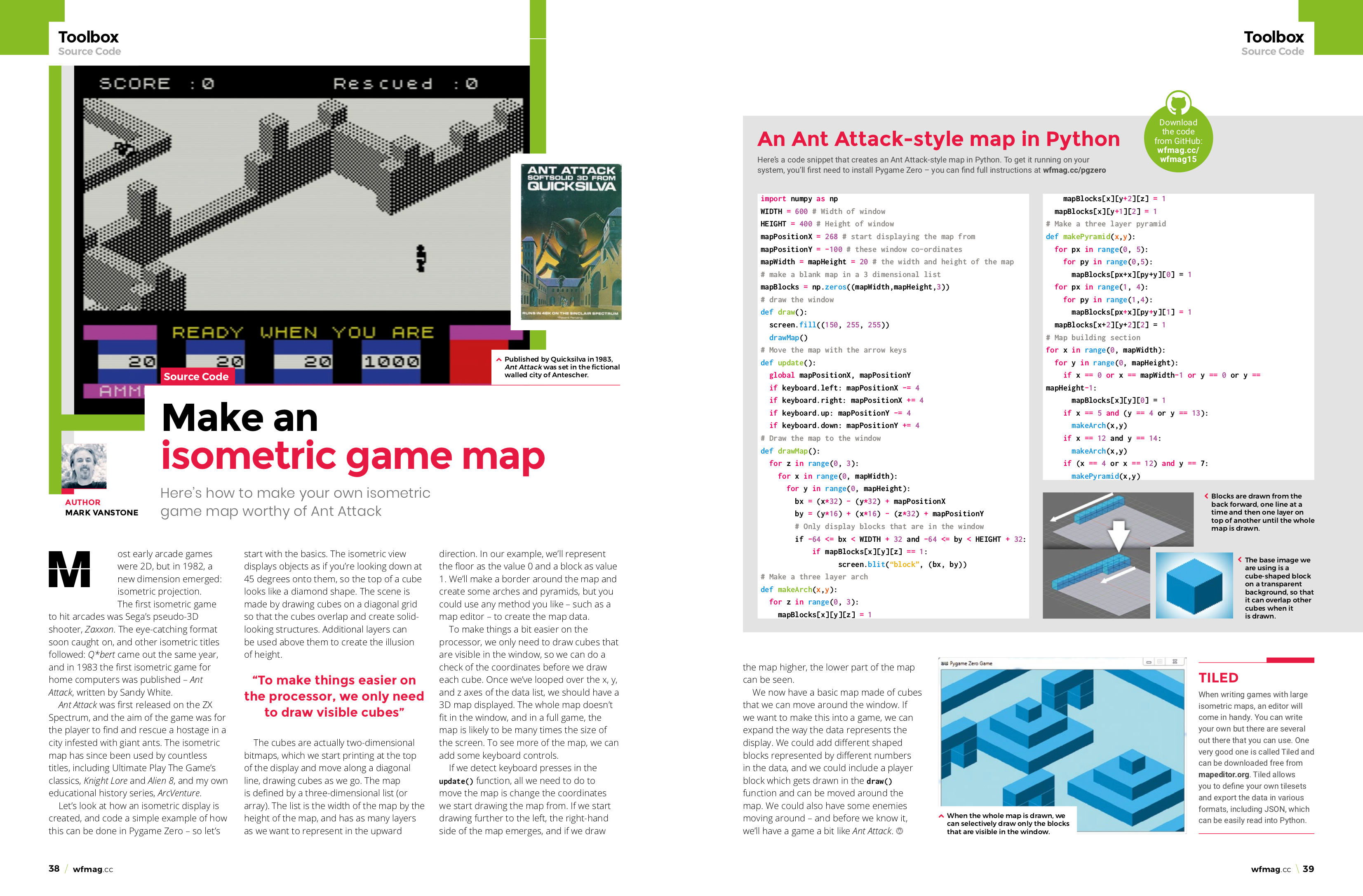Coding an isometric game map | Wireframe issue 15 - Raspberry Pi