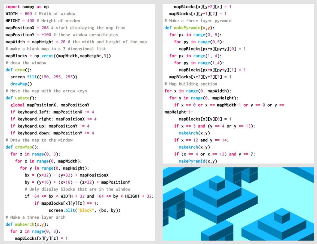 Coding an isometric game map | Wireframe issue 15 - Raspberry Pi