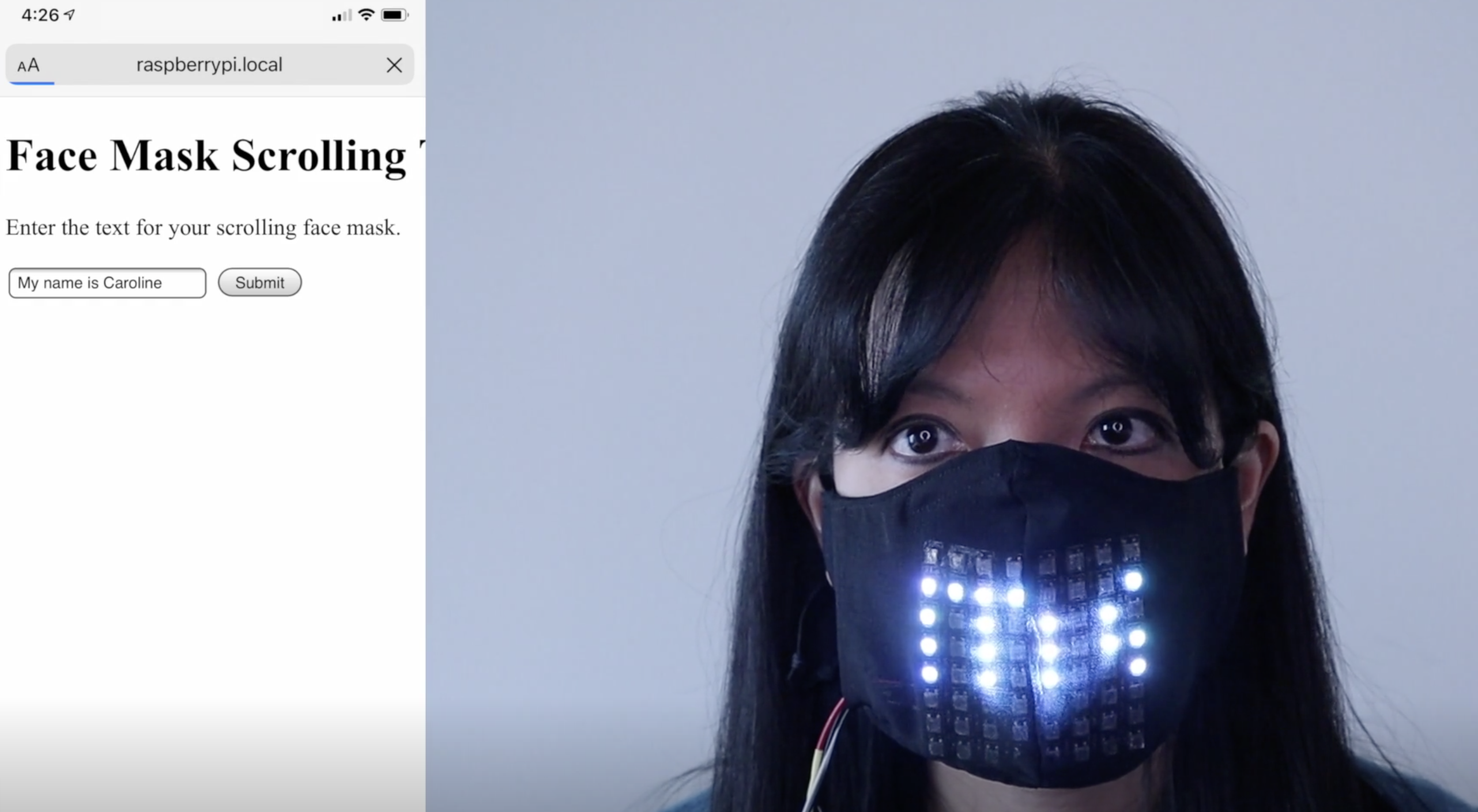 Scroll text across your face mask with NeoPixel and Raspberry Pi - Raspberry Pi