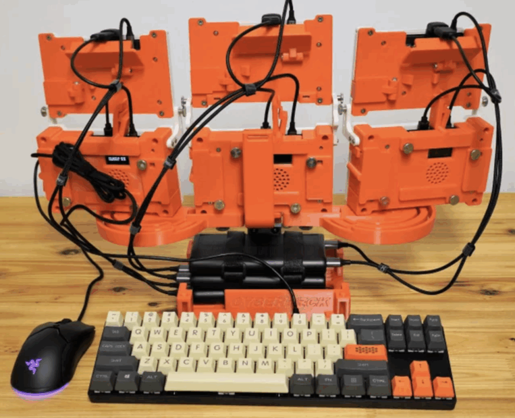 Mega six-screen cyberdeck - Raspberry Pi