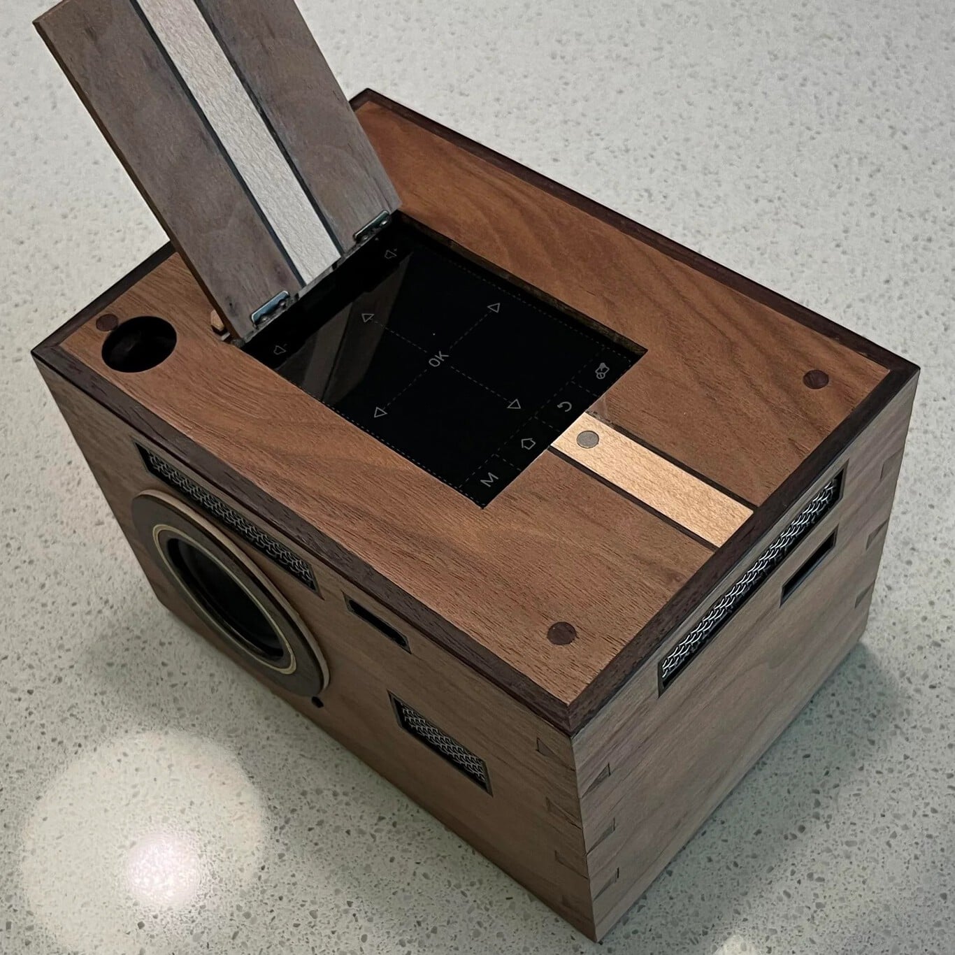 Games console and projector hidden inside gorgeous wooden box ...