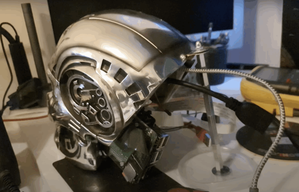 Terminator's skull is watching and listening - Raspberry Pi