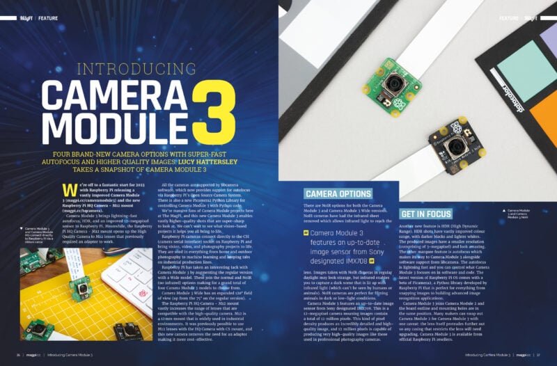 Deep focus on the Camera Module 3 in The MagPi magazine issue #126 ...