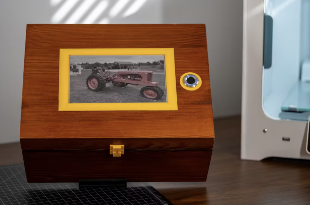 Memory box displays a photo of whoever scans their fingerprint ...