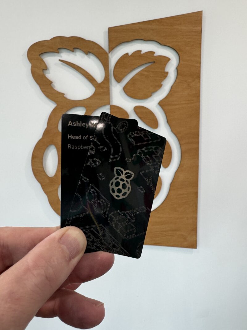 Laser-cut business card necklace - Raspberry Pi