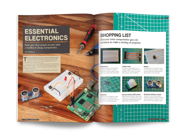 Essential electronics in The MagPi magazine issue #144 — Raspberry Pi Official Magazine