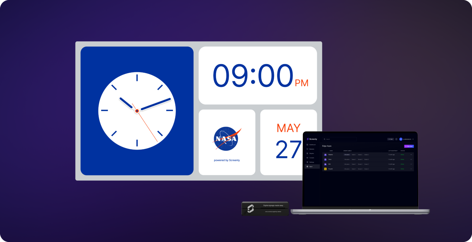 Screenly Edge Apps digital signage applications - Raspberry Pi