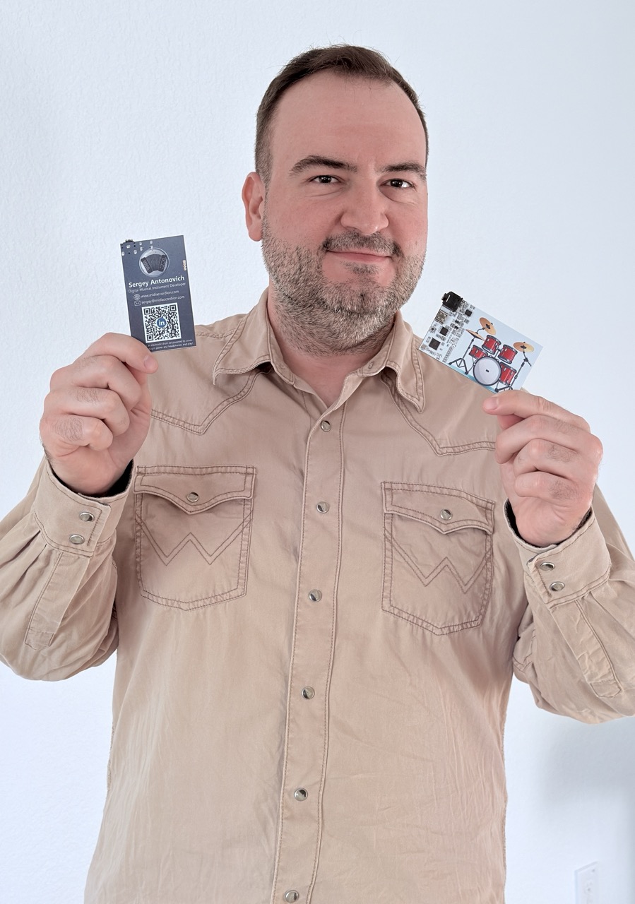 Electronic drum business cards built on RP2040 - Raspberry Pi